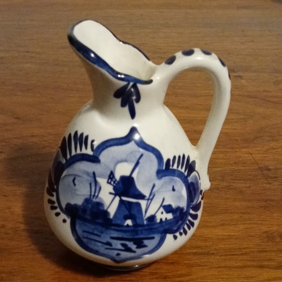 Delft Pottery | Accents | Hand Painted Mini Delft Pitcher With Windmill ...